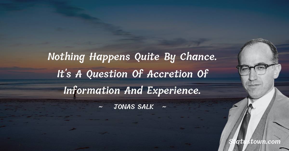 Nothing happens quite by chance. It's a question of accretion of ...