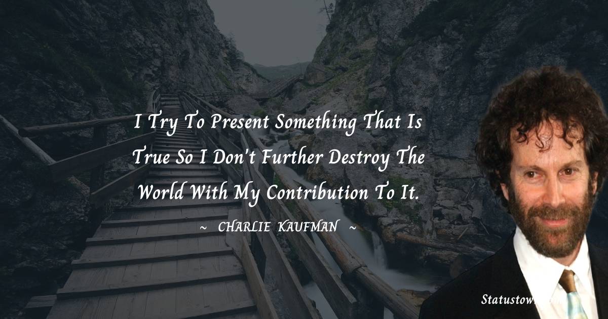 I try to present something that is true so I don't further destroy the ...